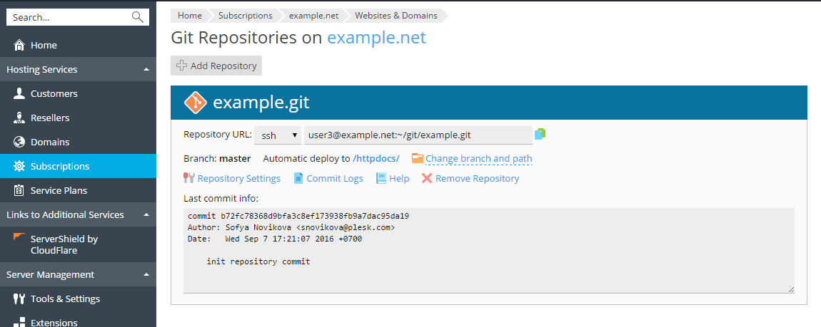 Using A Local Repository Plesk Obsidian Documentation