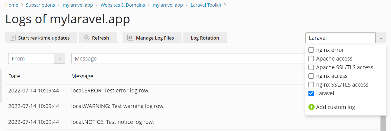Laravel Toolkit Plesk Obsidian Documentation