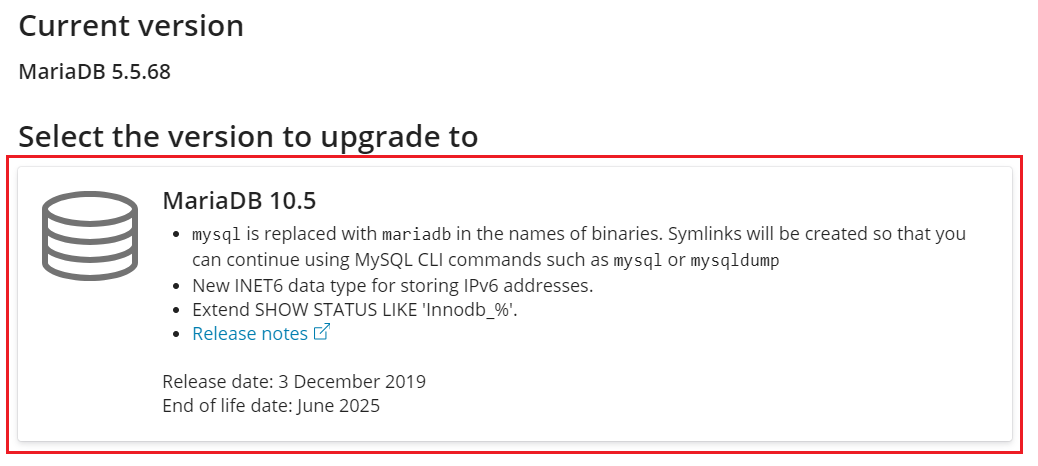 (Plesk for Linux) Upgrading MariaDB to the Current Long-Term Support Version | Plesk Obsidian ...