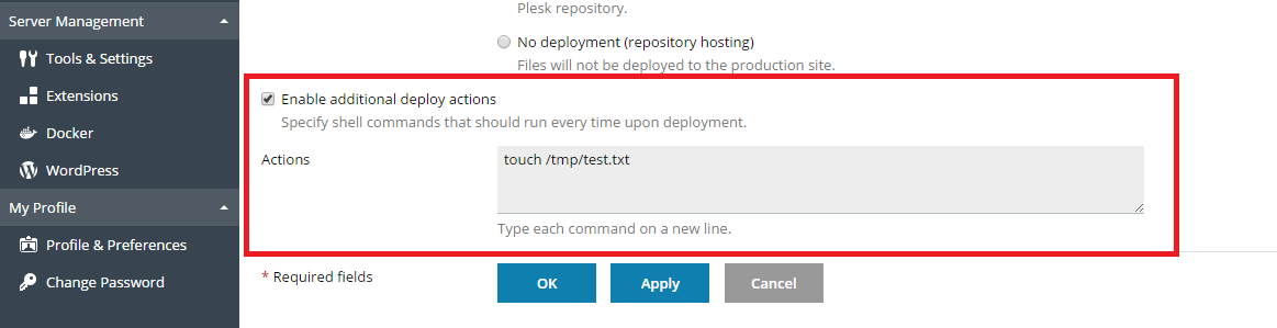 Using Remote Git Hosting Plesk Obsidian Documentation
