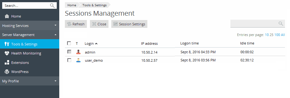 Monitoring Connections To Plesk Plesk Onyx Documentation