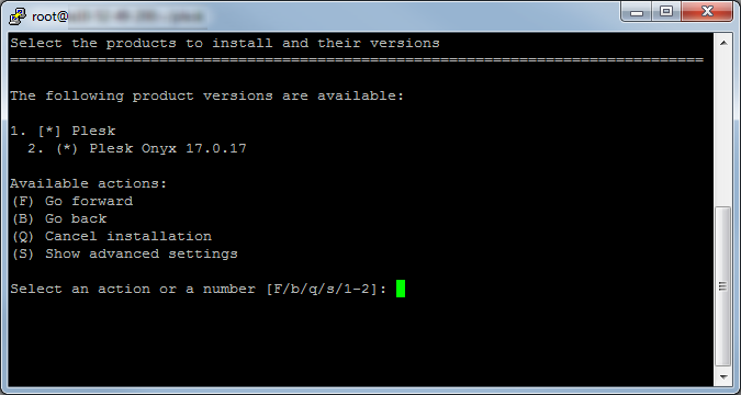 Installing Plesk For Linux Using Installer Console Plesk Onyx Documentation 
