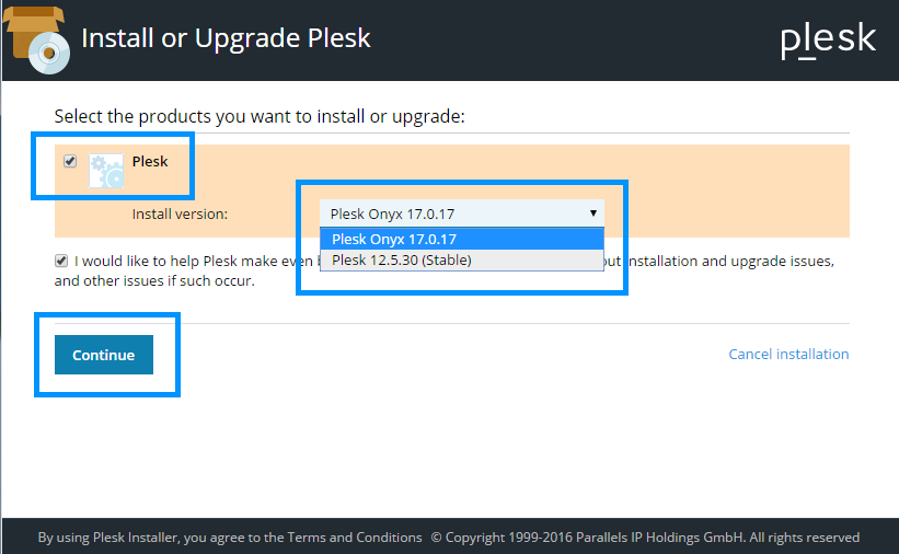 Installing Plesk For Linux Using Installer Gui Plesk Onyx Documentation