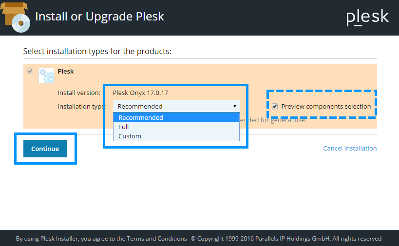 Installing Plesk For Linux Using Installer Gui Plesk Onyx Documentation