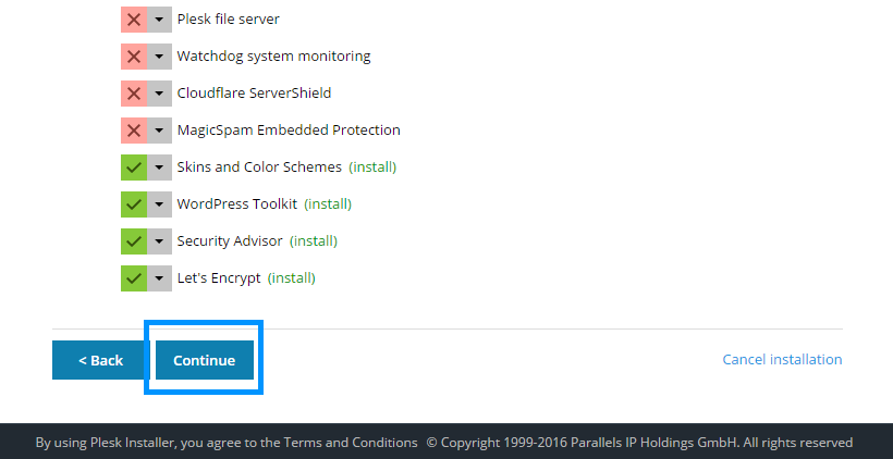Installing Plesk For Linux Using Installer Gui Plesk Onyx Documentation