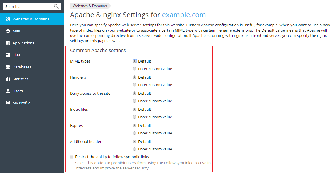Configuración De Nginx Y Apache Plesk Obsidian Documentation