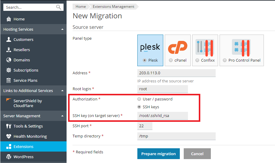 SSH による認証(Linux) | Plesk Onyx documentation SSH による認証(Linux) | Plesk Onyx documentation